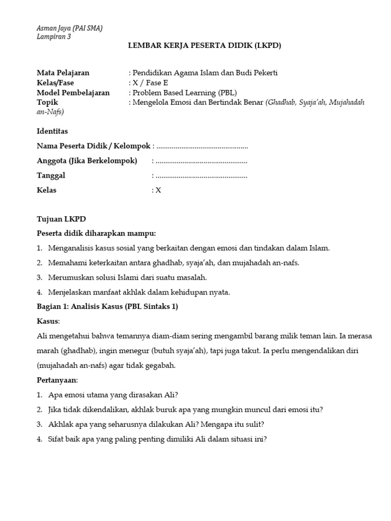 LKPD - PAI - Lampiran 3 | PDF