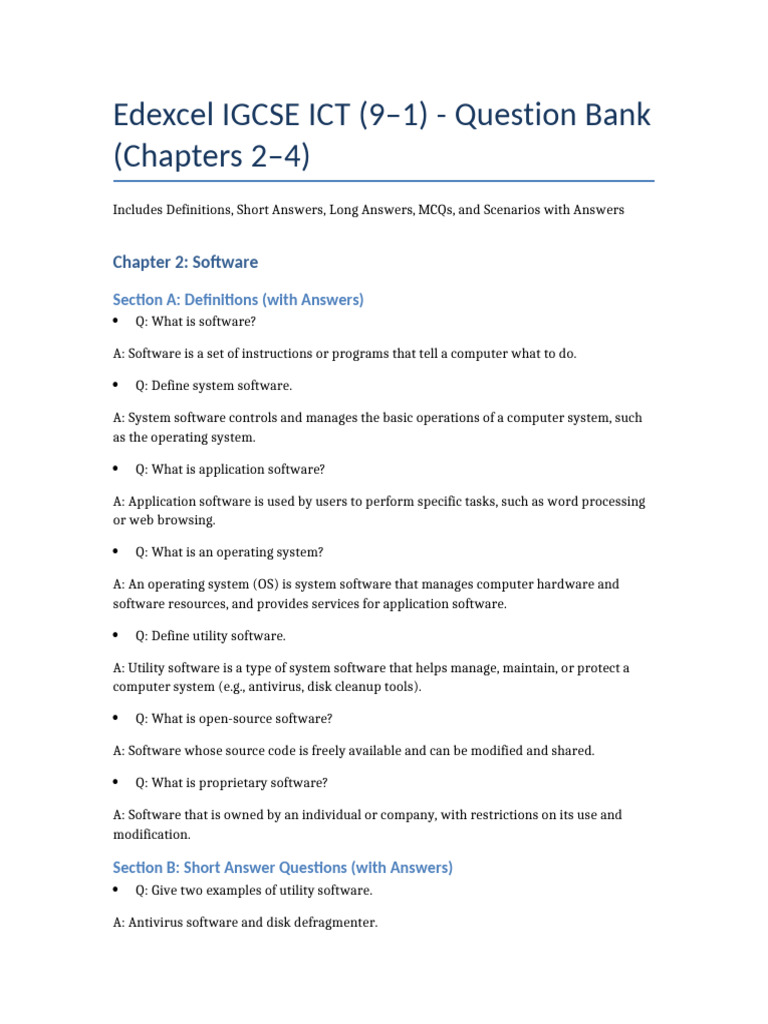 Edexcel_IGCSE_ICT_Question_Bank_Ch2-4 | PDF | Software | Malware