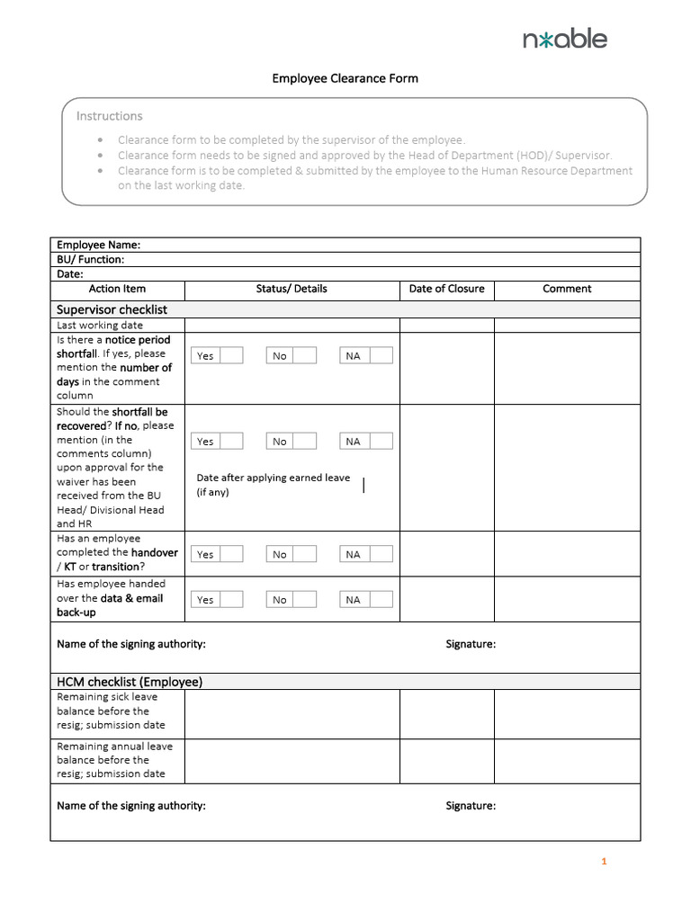 Employee Clearance Form (V2) | PDF | Business
