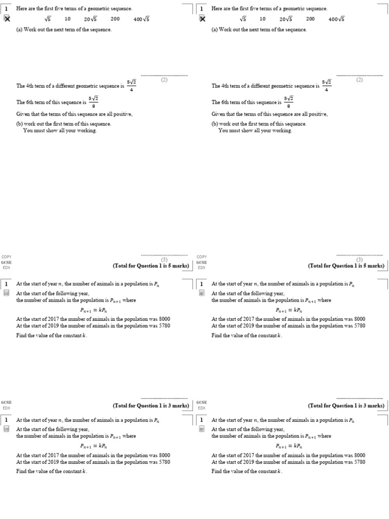 Sequences Geometric Higher Exam Questions EDX Standard | PDF ...