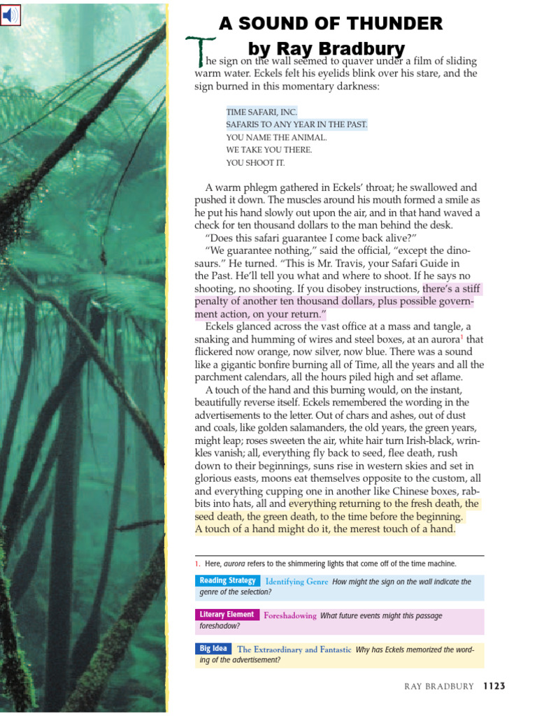 A Sound of Thunder Excerpt Analysis | PDF