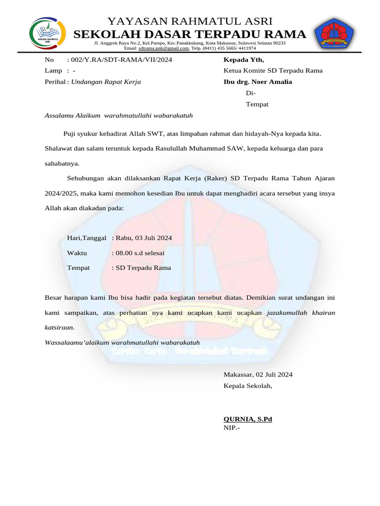 Undangan Raker 2024-2025 | PDF