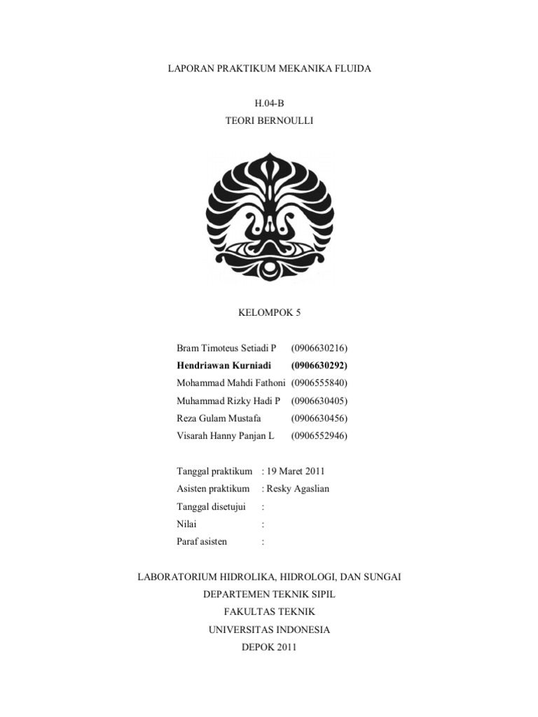 Laporan Praktikum Mekanika Fluida Teori Bernoulli | PDF