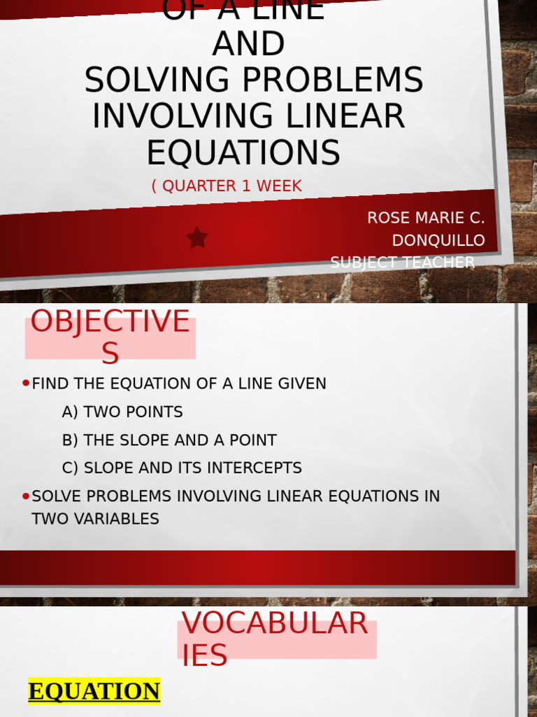 Linear Equations: Finding Line Equations | PDF