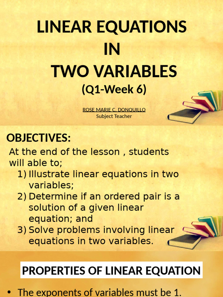 Linear Equations in Two Variables | PDF | Equations | Applied Mathematics