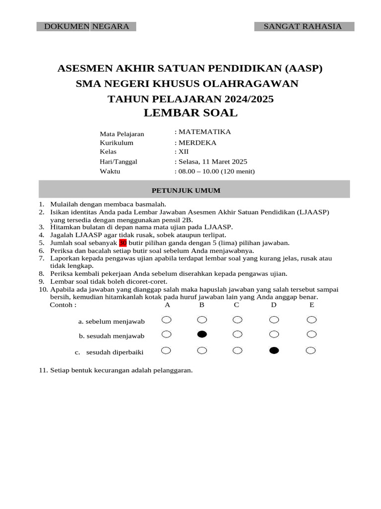 Soal Aasp Sma 2025 Henap | PDF