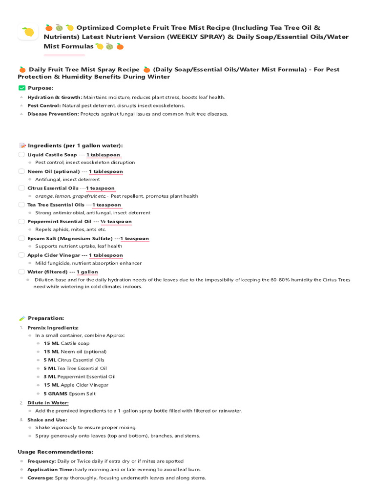 Enhanced Fruit Tree Spray Formula | PDF
