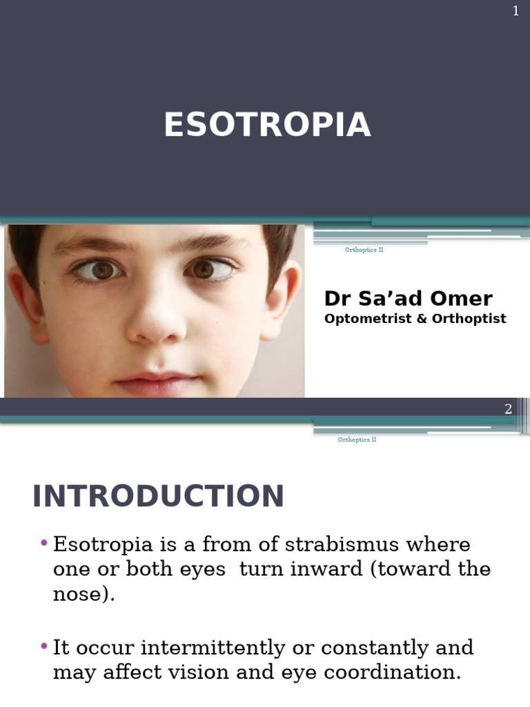 Esotropia - Types, Etiology, Treatment | PDF | Diseases And Disorders ...