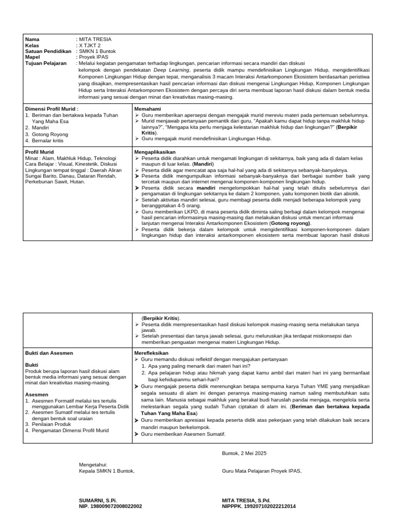 Modul Ajar Proyek Ipas Deep Learning | PDF