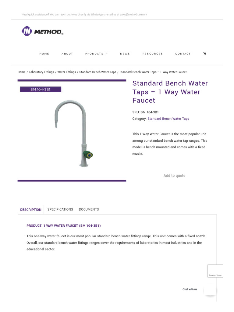 Standard Bench Water Taps - 1 Way Water Faucet - METHOD | PDF | Tap ...