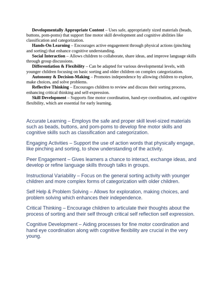Early Learning: Engaging Sorting Activities | PDF