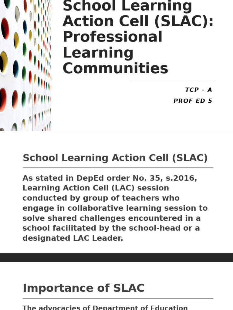 School Learning Action Cell (SLAC) | PDF | Teachers | Learning