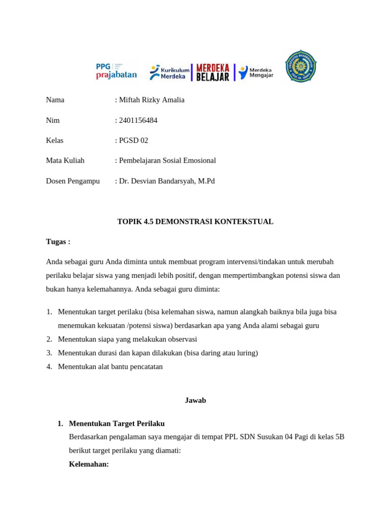 T4.5 Demonstrasi Kontekstual PSE - Miftah Rizky Amalia | PDF