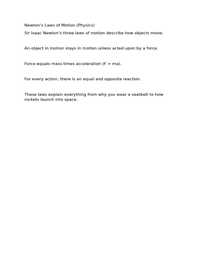 Newtons Law of Motion | PDF