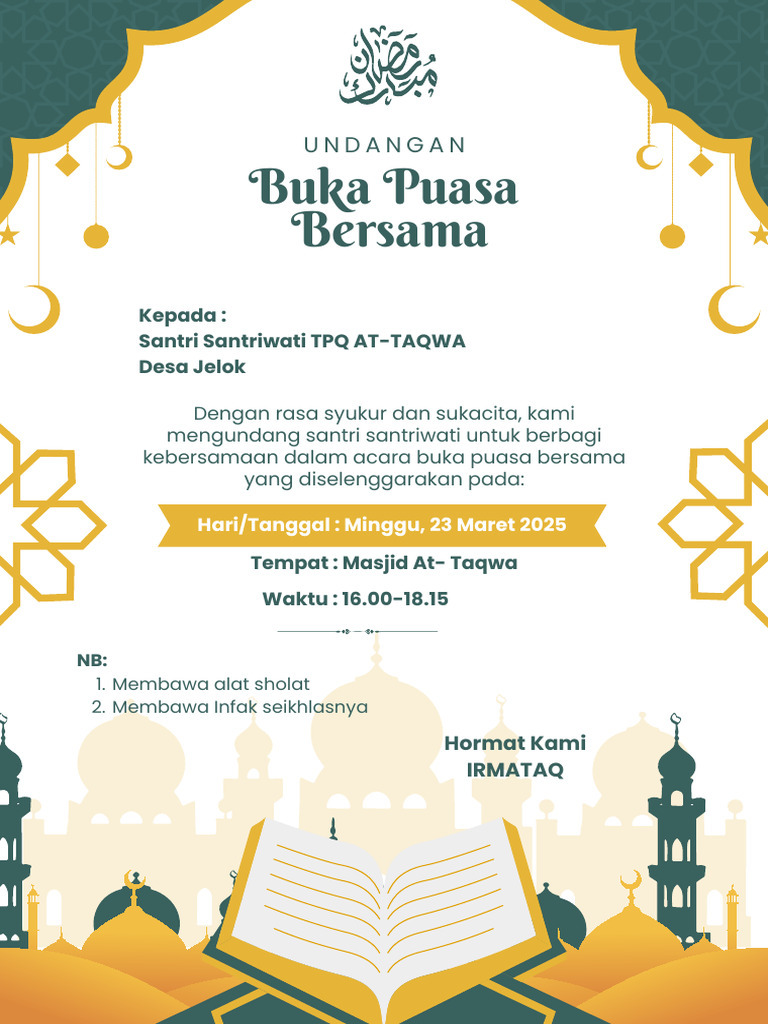 Undangan Buka Puasa Bersama Santri | PDF