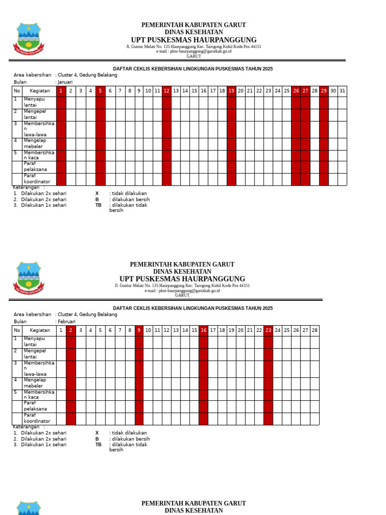 LEMBAR CEKLIS KESEHATAN LINGKUNGAN | PDF