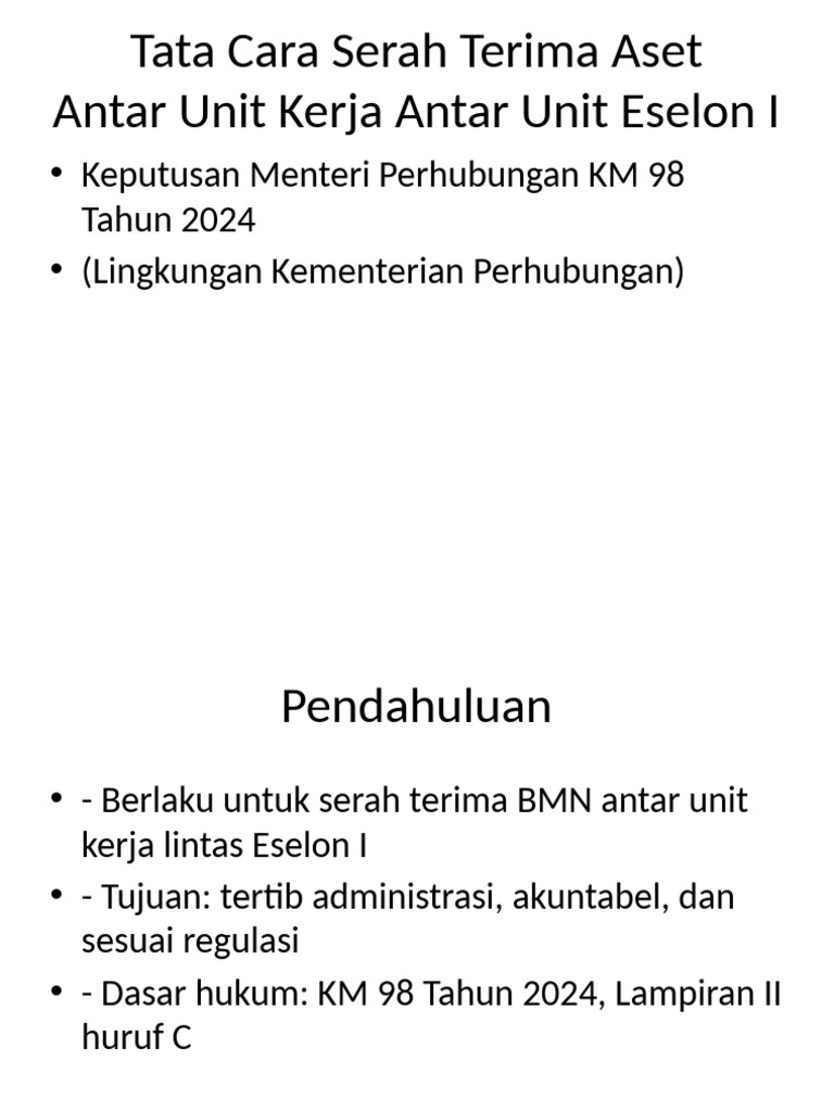Tata Cara Serah Terima Aset Kemenhub | PDF