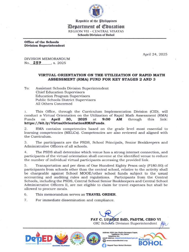 DM-No.-259-s.-2025 RMA VIRTUAL ORIENTATION | PDF