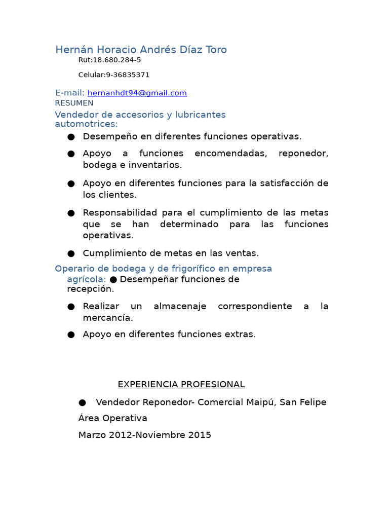 Curriculum Hernan 1 | PDF