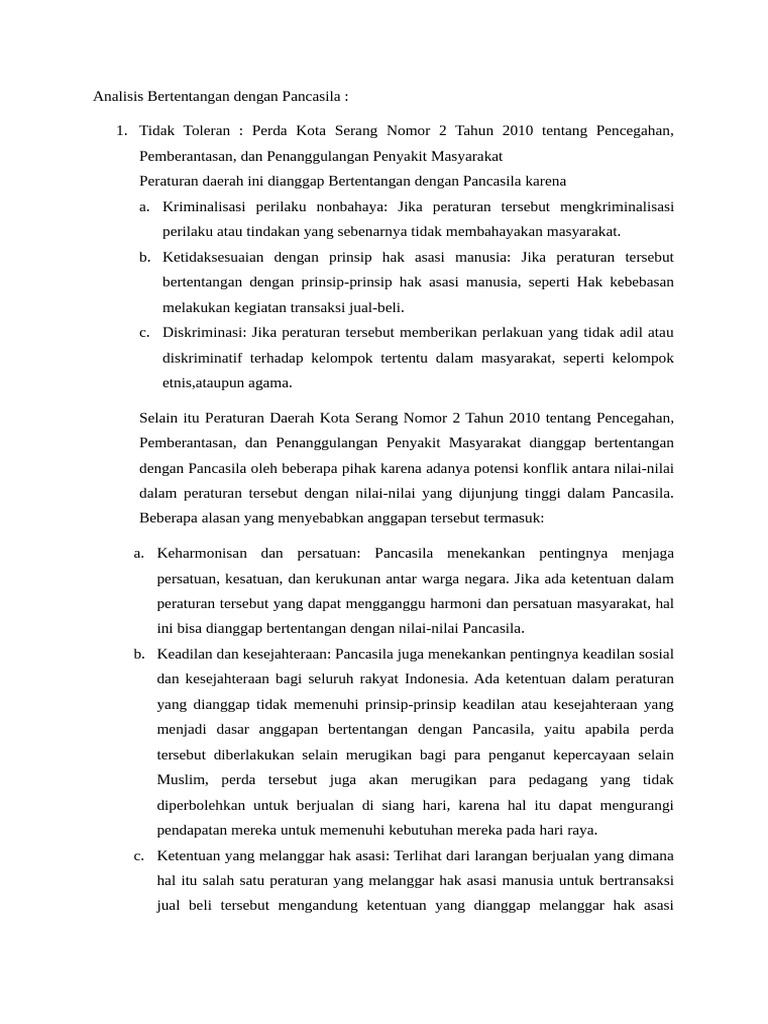 Analisis Bertentangan Dengan Pancasila | PDF