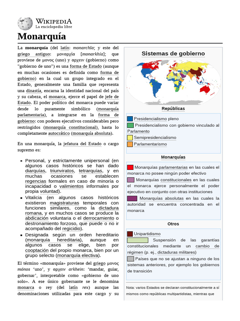 Monarquía | PDF | Monarquía | Formas de gobierno