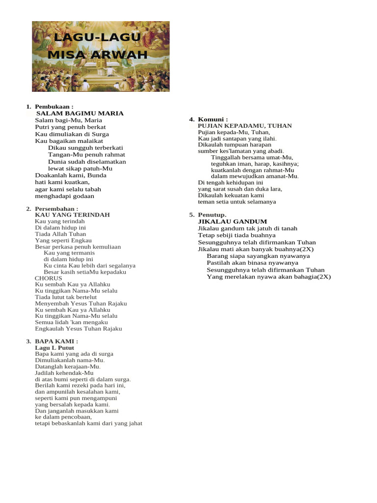 Lagu Misa Arwah 5 Mei 2025 | PDF