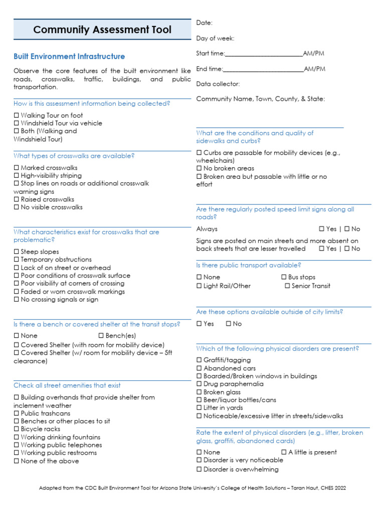 Community Assessment Tool | PDF | Pedestrian Crossing | Grocery Store