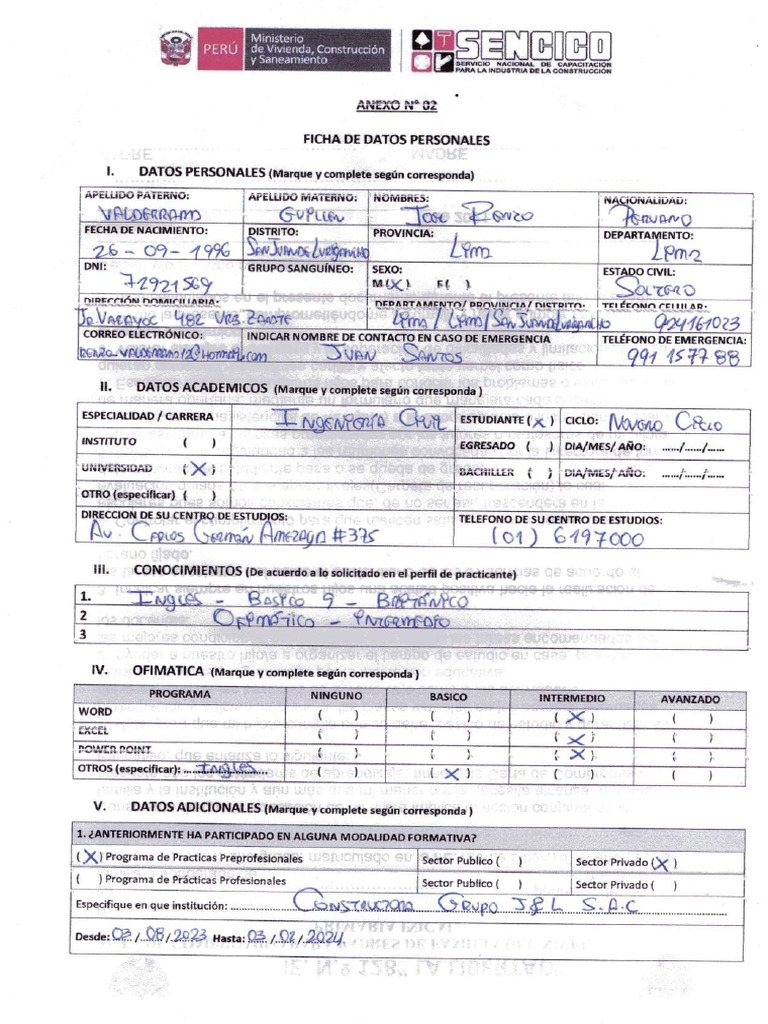 Anexo 2-Datos Personales | PDF