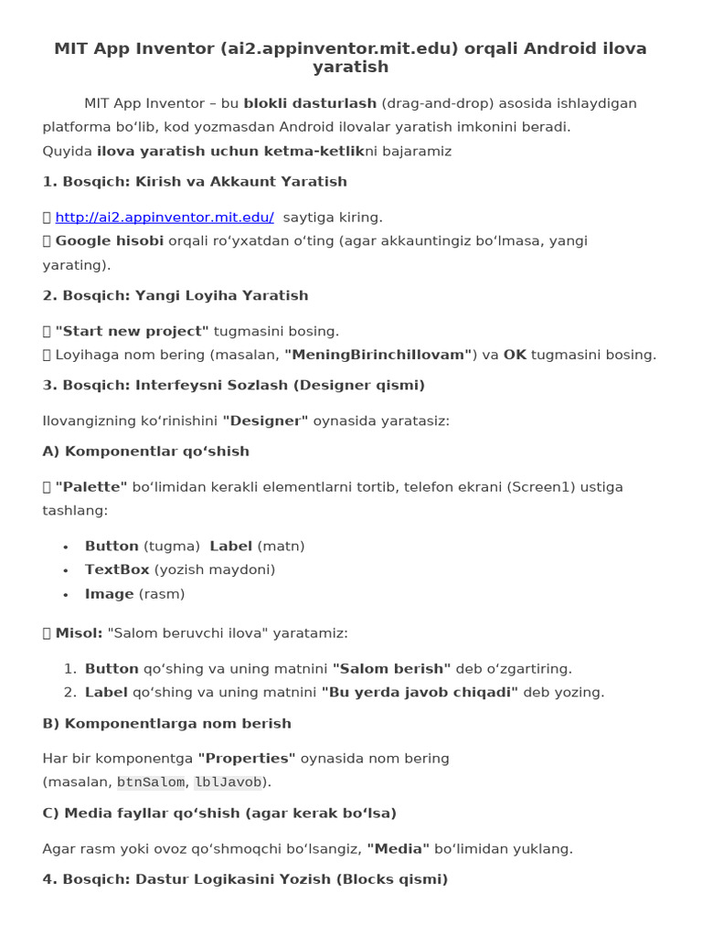 MIT App Inventor | PDF