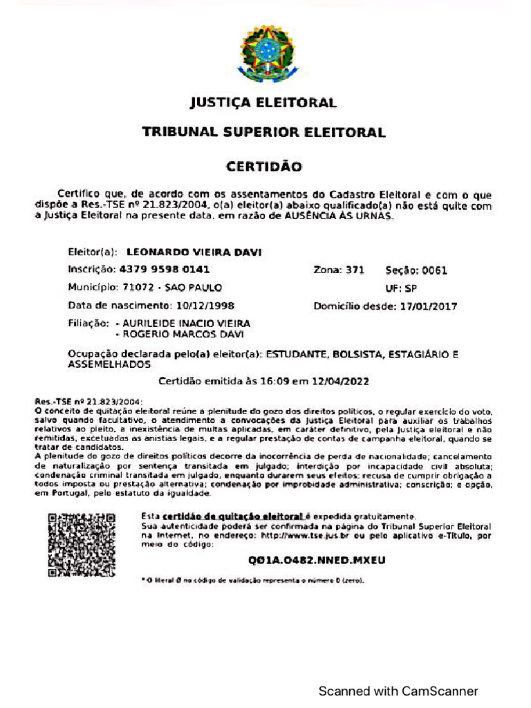 Titulo de Eleitor | PDF