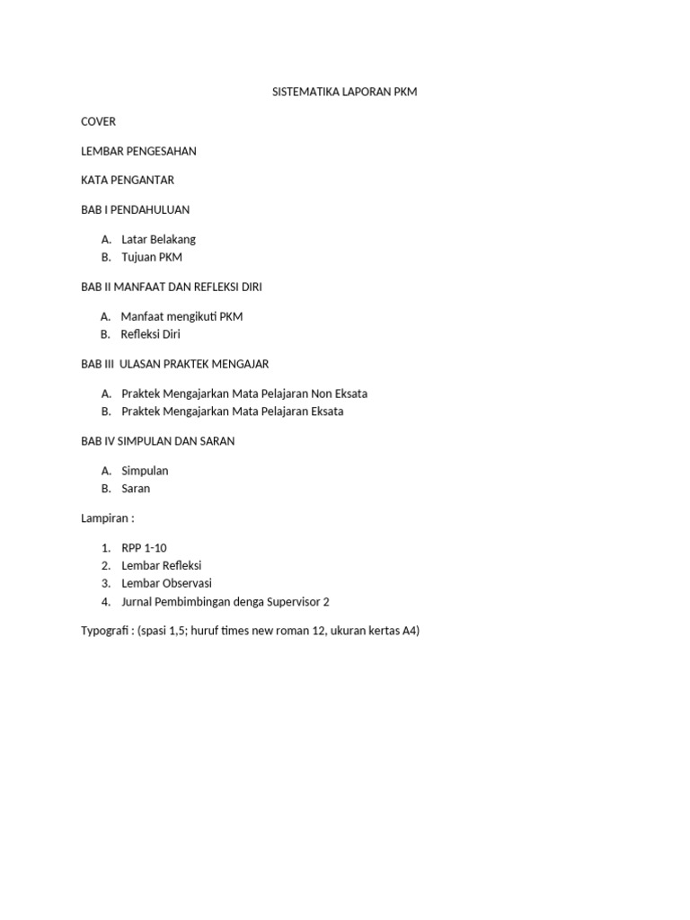 Sistematika Laporan PKM | PDF