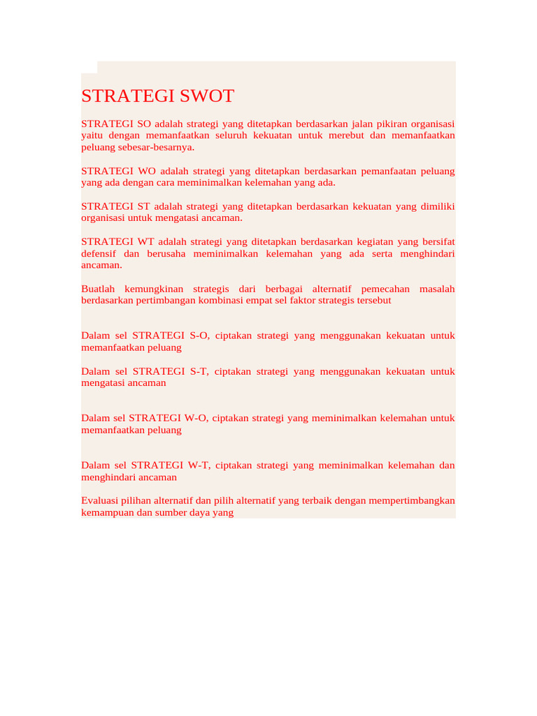 Strategi Swot | PDF