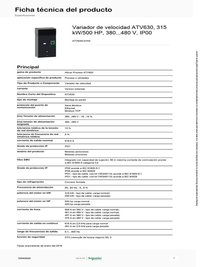 Schneider Electric - Altivar-Process-ATV600 - ATV630C31N4 | PDF ...