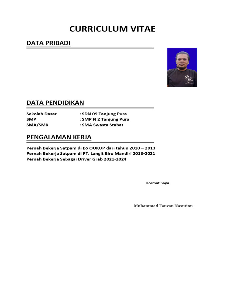 CV Fauzan NST | PDF