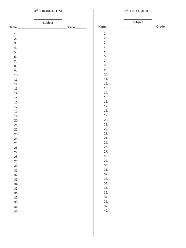 3rd Periodical Test Template | PDF