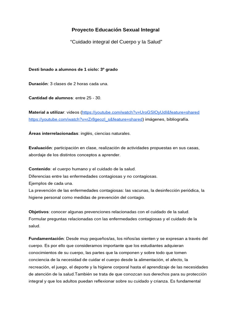 Proyecto de ESI-CURSO | PDF | Higiene | Aprendizaje