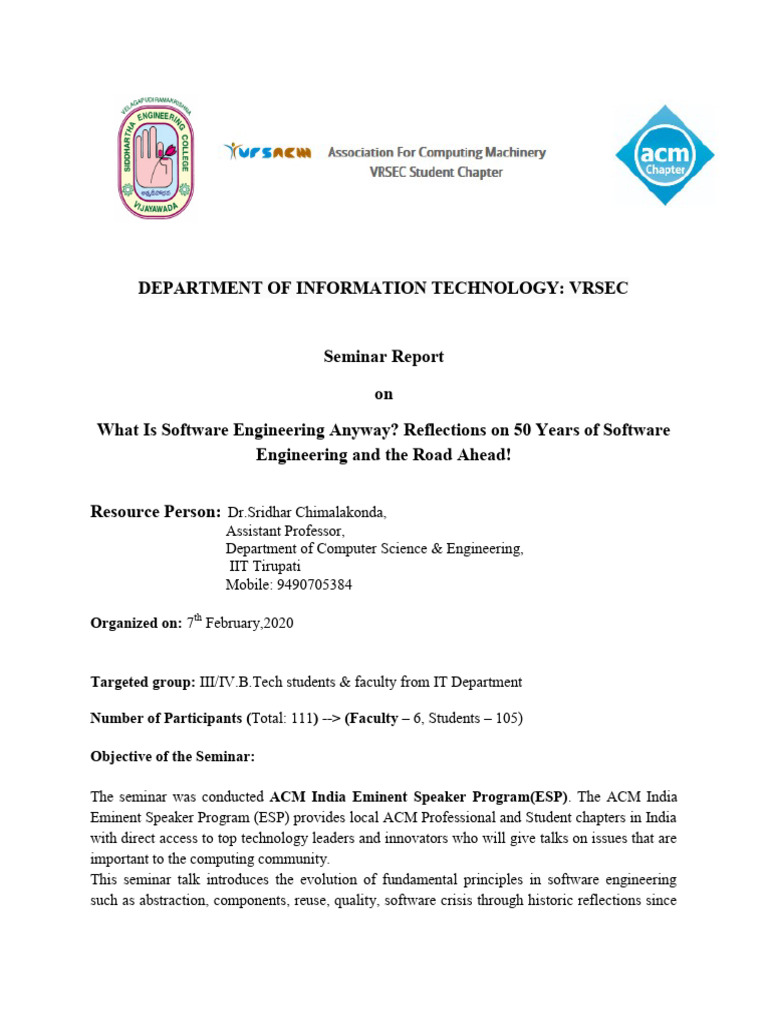 ACM 2019 20 Seminar Report | PDF | Software | Engineering