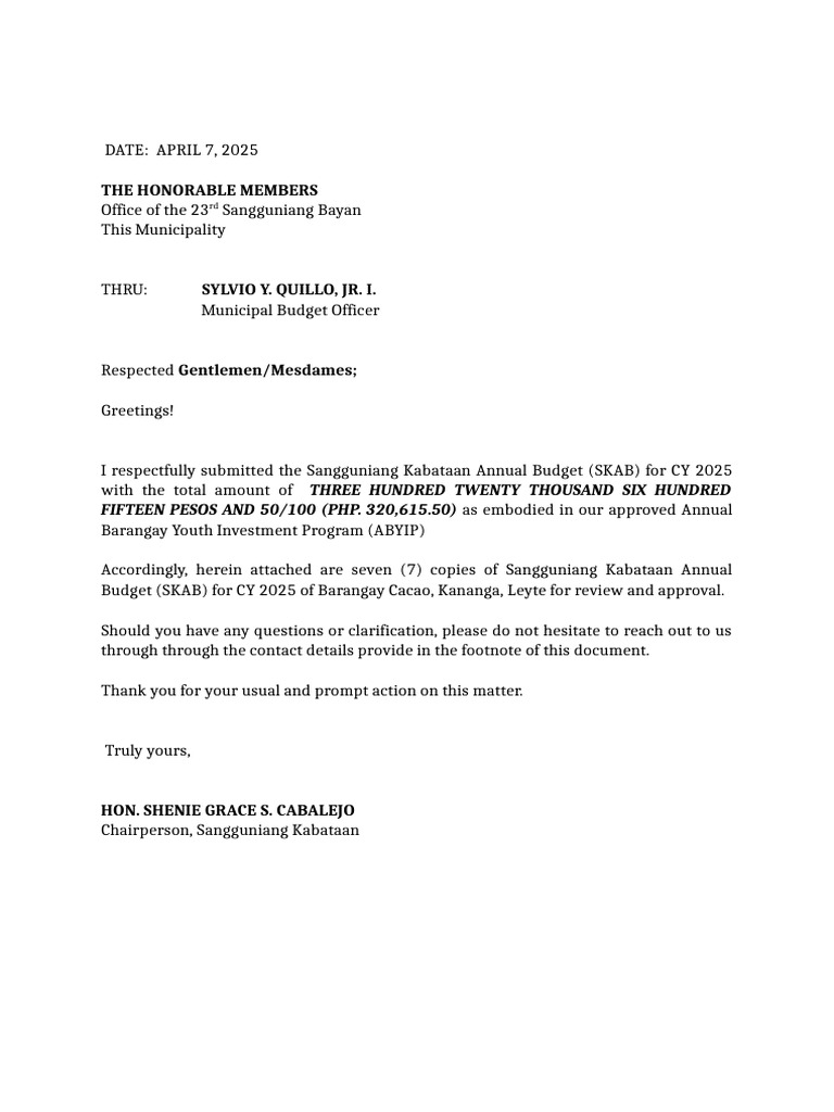 Letter To MBO | PDF