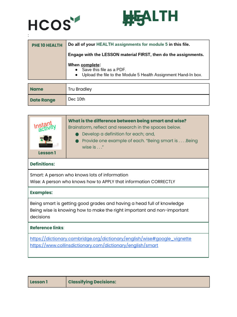 Module 5 Health e | PDF | Thought