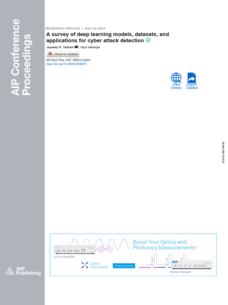 A Survey of Deep Learning Models, Datasets, and Applications For Cyber Attack Detection | PDF ...