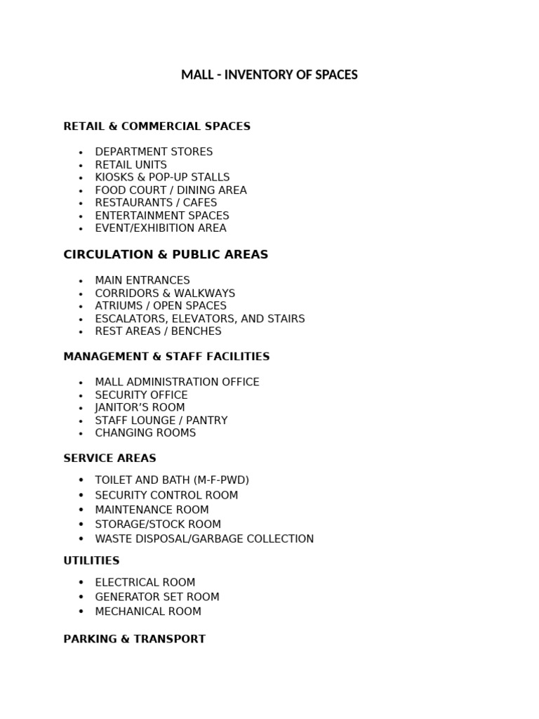 Mall Space Inventory Overview | PDF