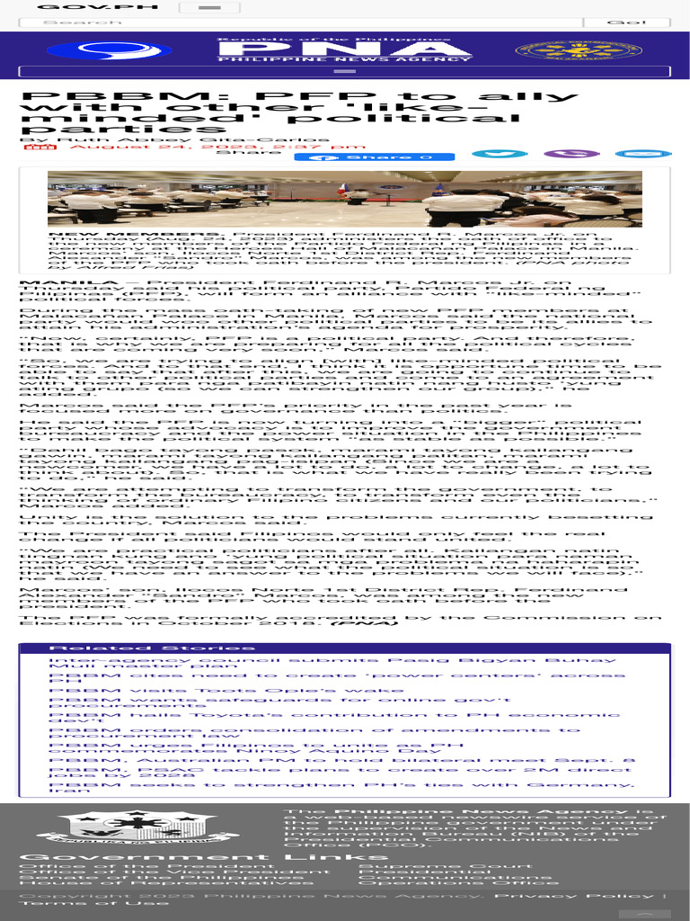 PBBM PFP to Ally With Other 'Like-minded' Political Parties Philippine ...