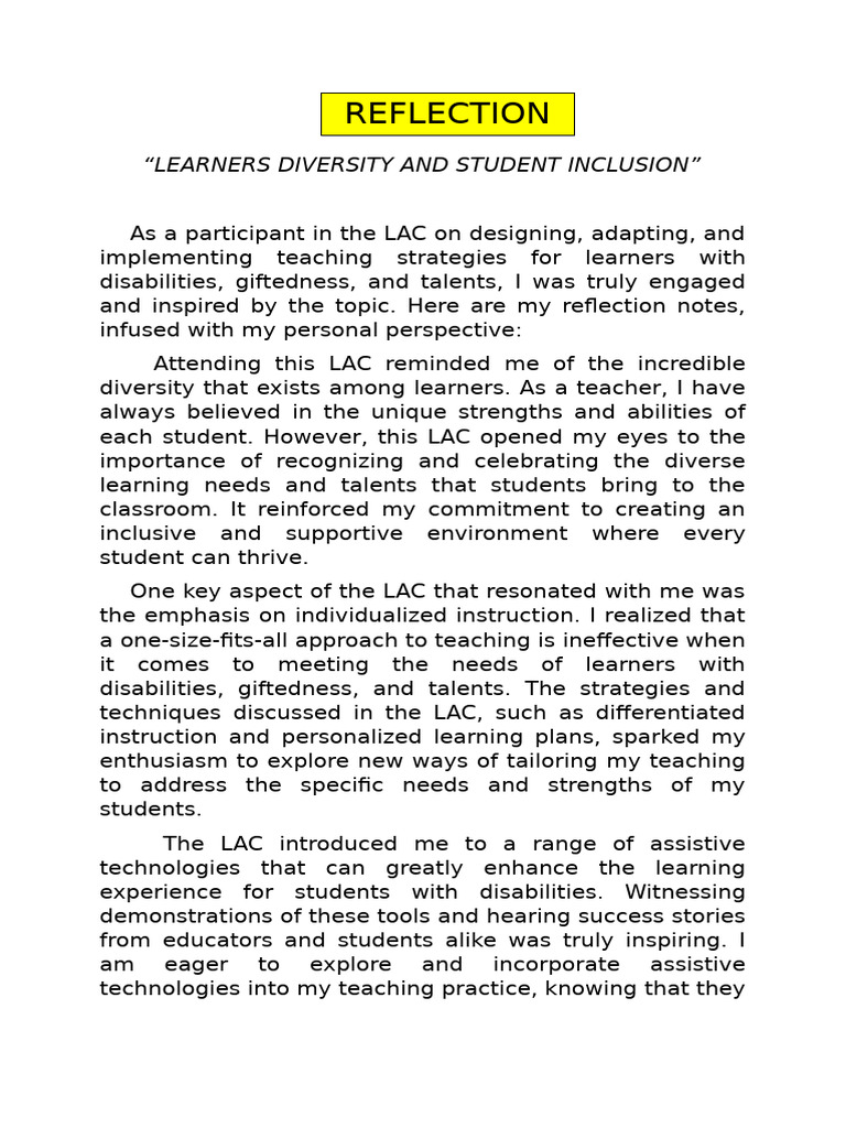 Reflection Notes during LAC #2 | PDF