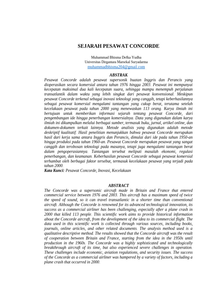Sejarah Pesawat Concorde | PDF