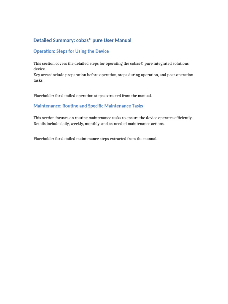 Detailed Summary Cobas User Manual | PDF