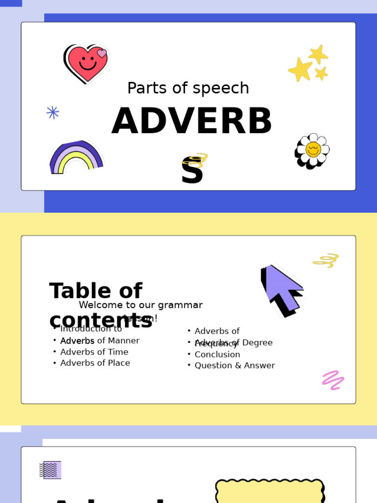 Parts of Speech Adverbs Presentation Colorful in Cute Style | PDF ...