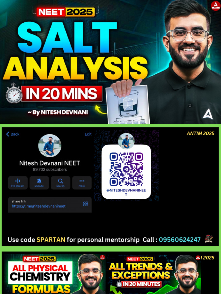Salt Analysis NEET 2025 Nitesh Devnani | PDF | Chemical Substances ...