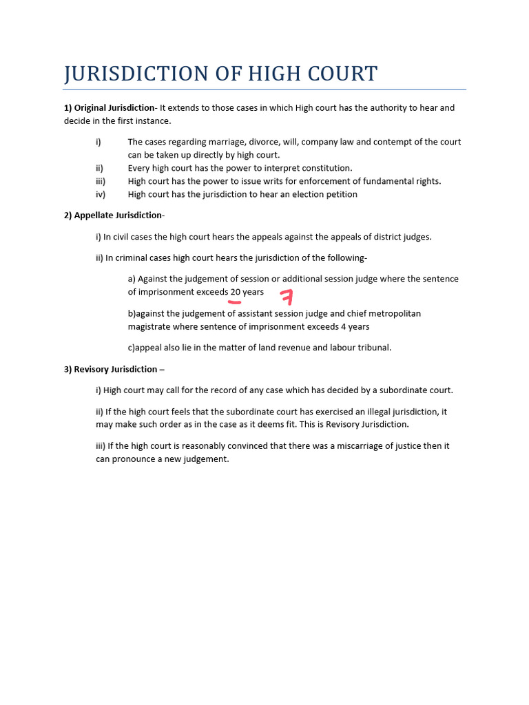 Jurisdiction Types of High Court | PDF