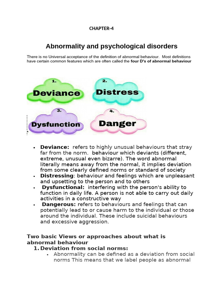 Chapter-4 Psychological Disorders Notes | PDF | Dissociation ...