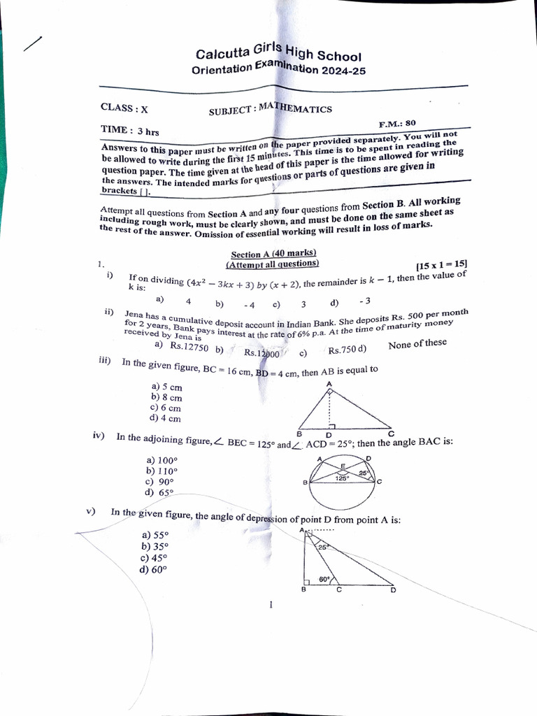 CGHS Maths Preboards 2024-25 | PDF | Euclidean Geometry | Mathematics